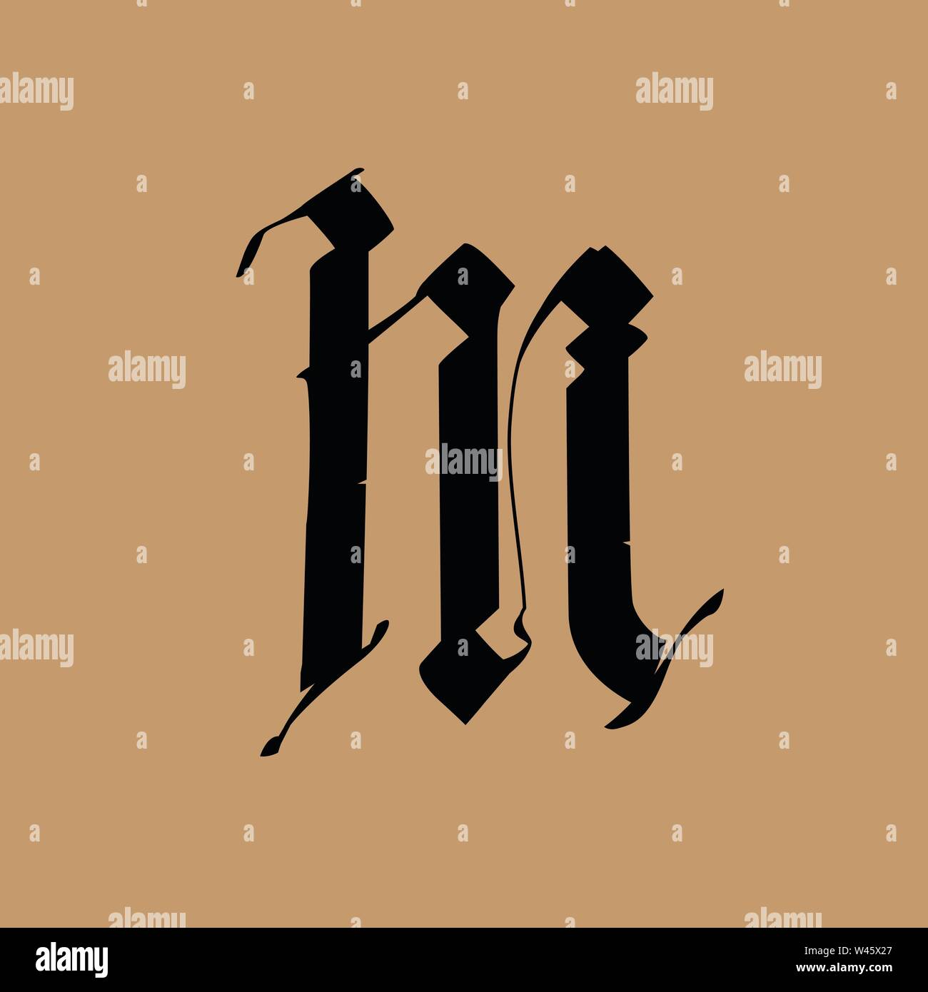 Letter M, in the Gothic style. Vector. Alphabet. The symbol is isolated ...