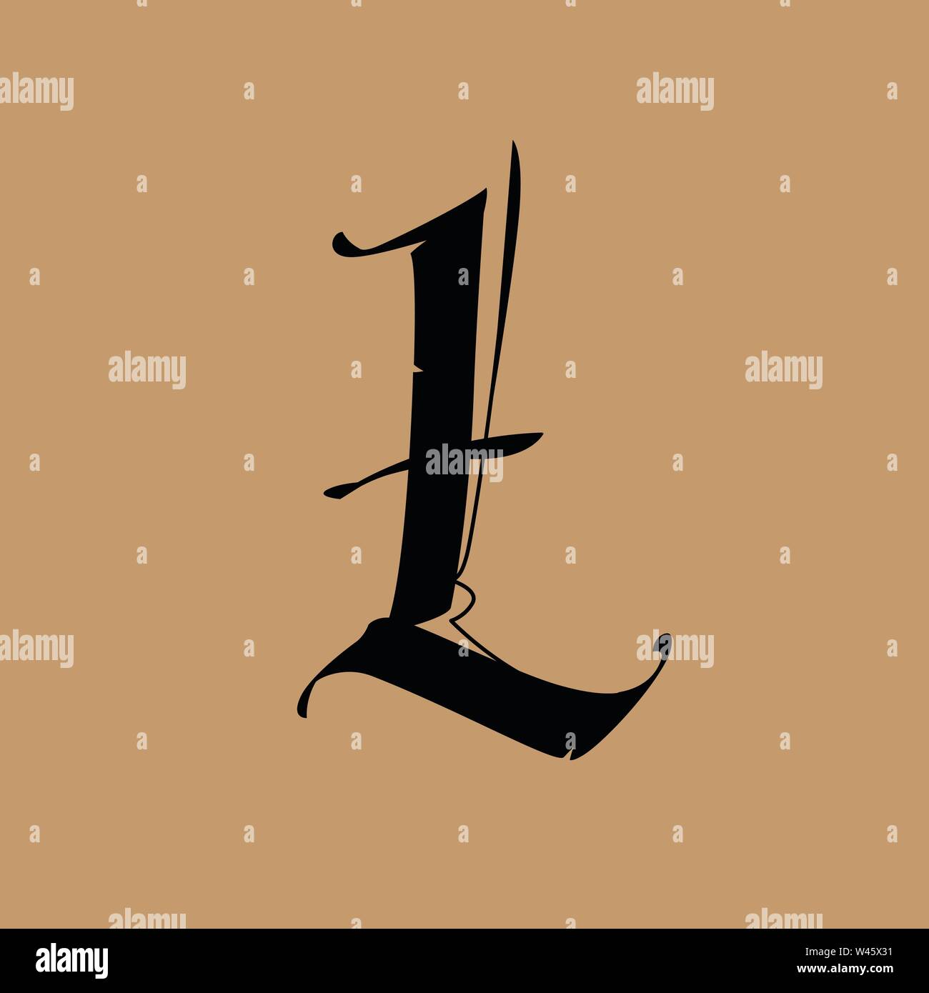 Letter L, in the Gothic style. Vector. Alphabet. The symbol is isolated ...