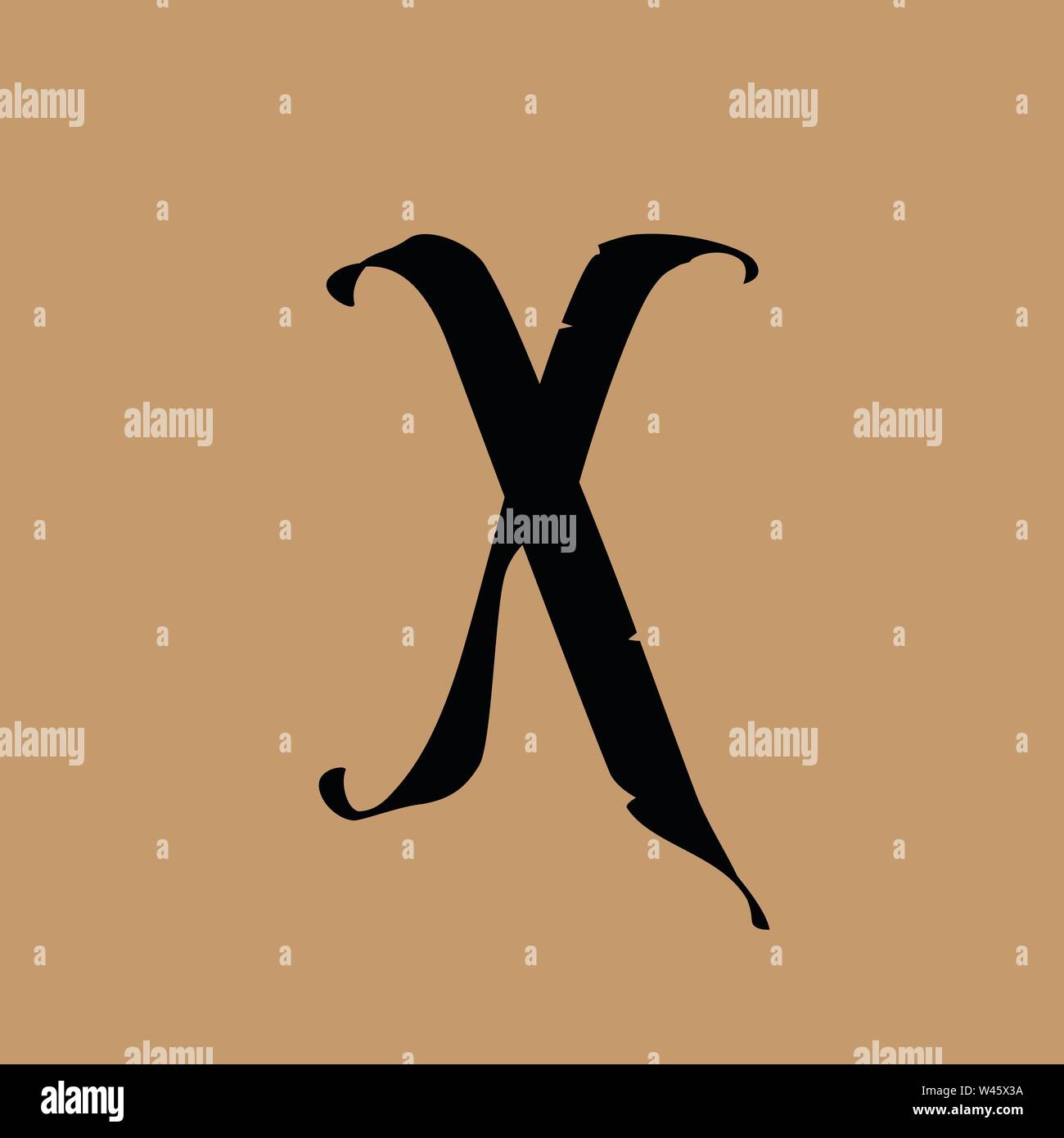 Letter X, in the Gothic style. Vector. Alphabet. The symbol is isolated ...