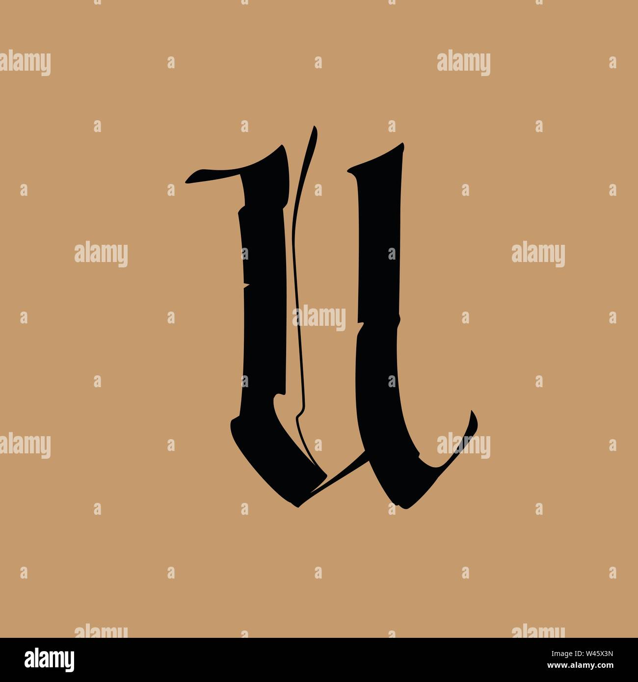 Letter U, in the Gothic style. Vector. Alphabet. The symbol is isolated ...