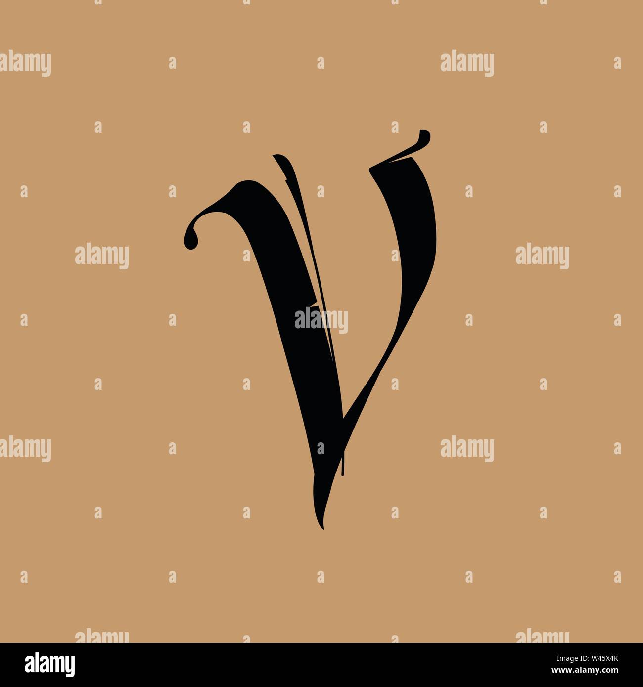 Letter V, in the Gothic style. Vector. Alphabet. The symbol is isolated ...