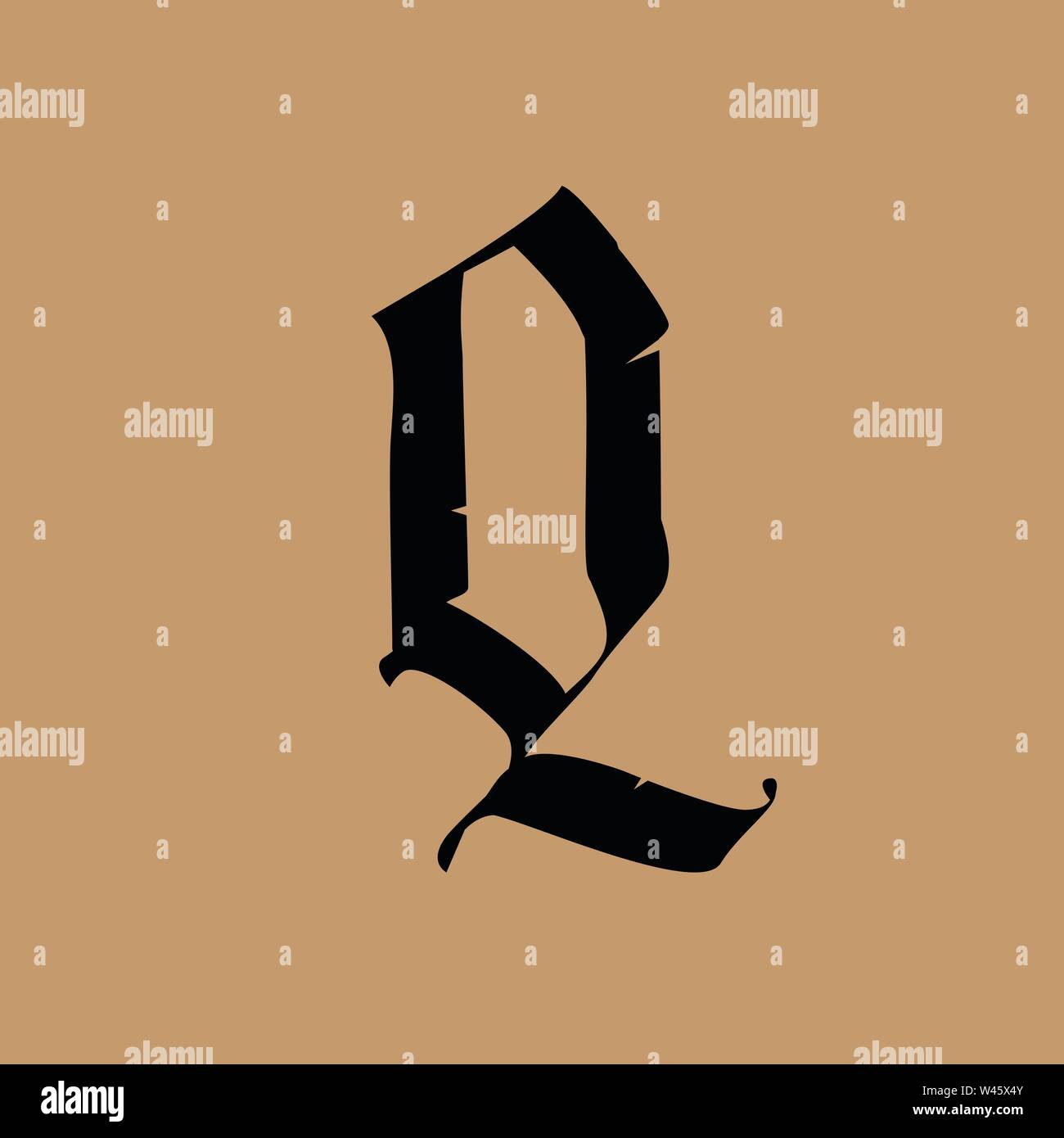 Letter Q, in the Gothic style. Vector. Alphabet. The symbol is isolated ...
