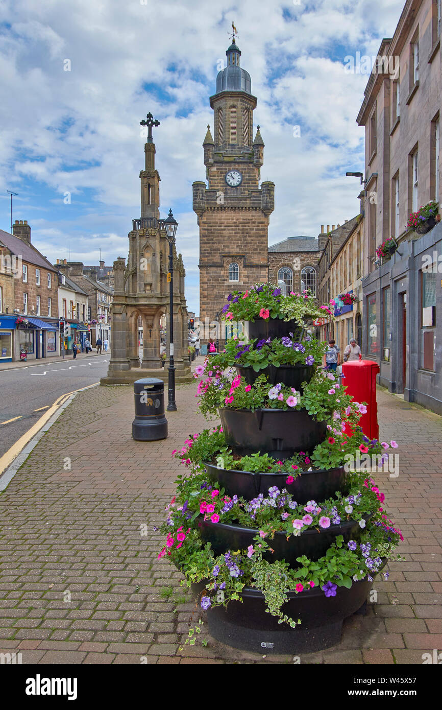 FORRES MORAY SCOTLAND THE TOLBOOTH BUILDING AND MARKET CROSS WITH ...
