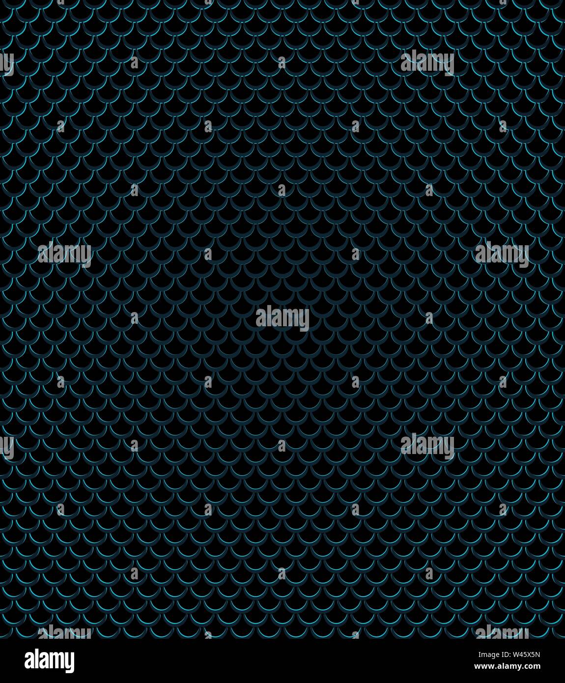 Abstract symmetrical pattern with blue fish scales on white background ...