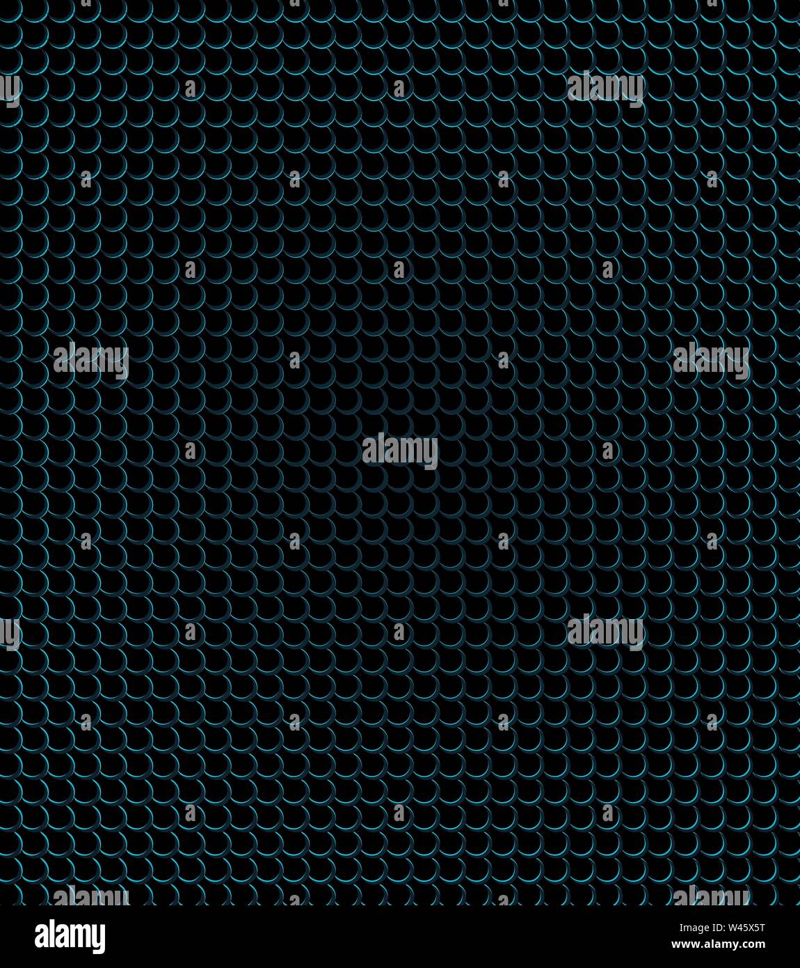 Abstract symmetrical pattern with blue fish scales on white background ...