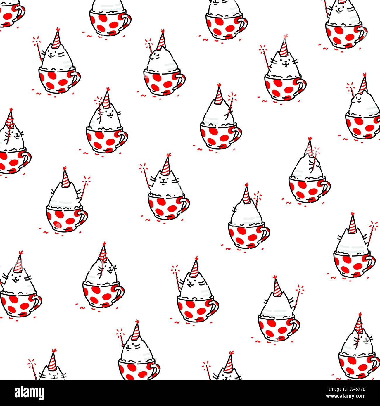 Cartoon funny cat, pattern, ornament. Vector flat illustration. The ...