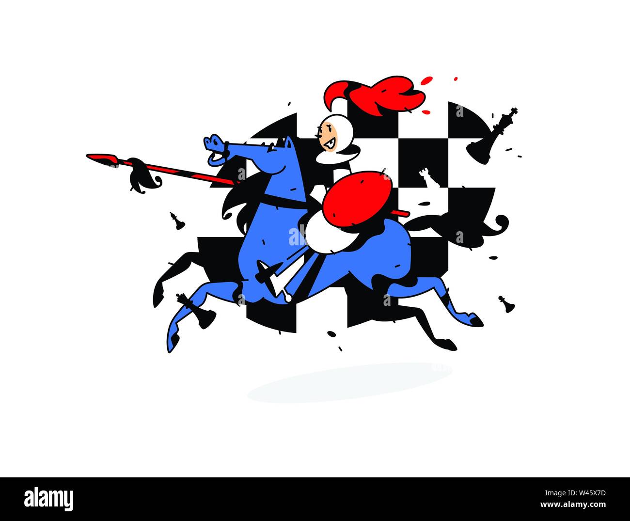 Chess character, pawn on horseback. Vector illustration. Image is ...