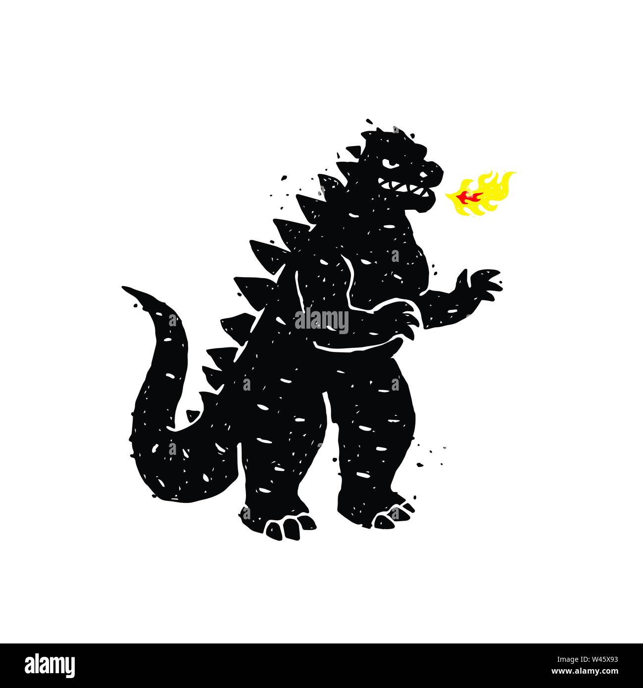 Illustration of fire-breathing, dragon, dinosaur. Vector illustration ...