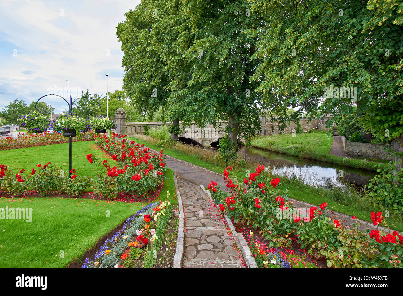 FORRES MORAY SCOTLAND THE WAR MEMORIAL GARDENS WITH RED ROSES AND ...