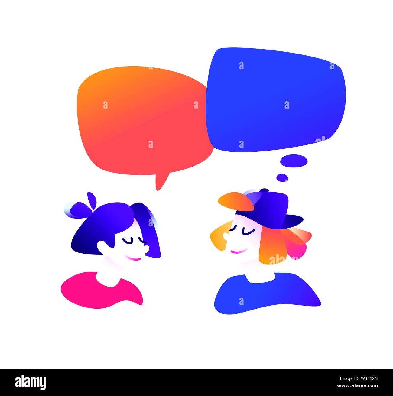 Illustration of a communicating guy and a girl. Vector illustration ...