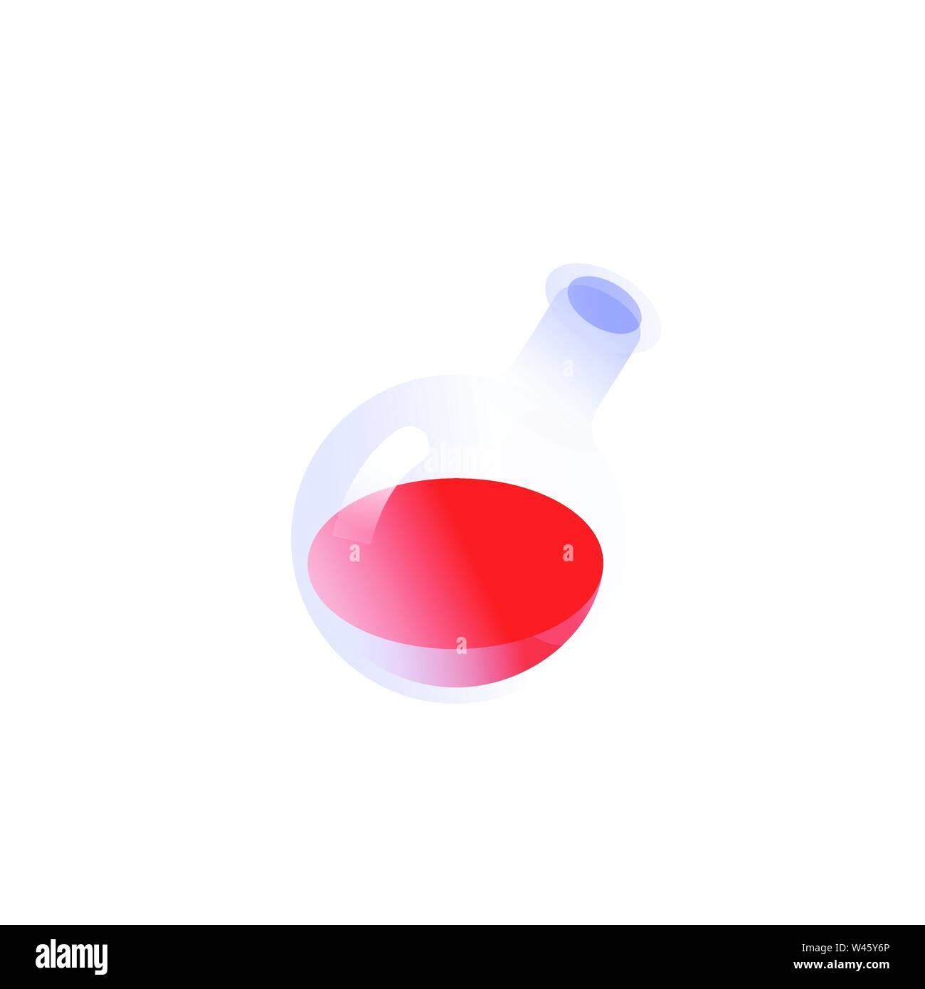 Icon of a round bulb with a red solution. Vector. Logo is isolated on ...