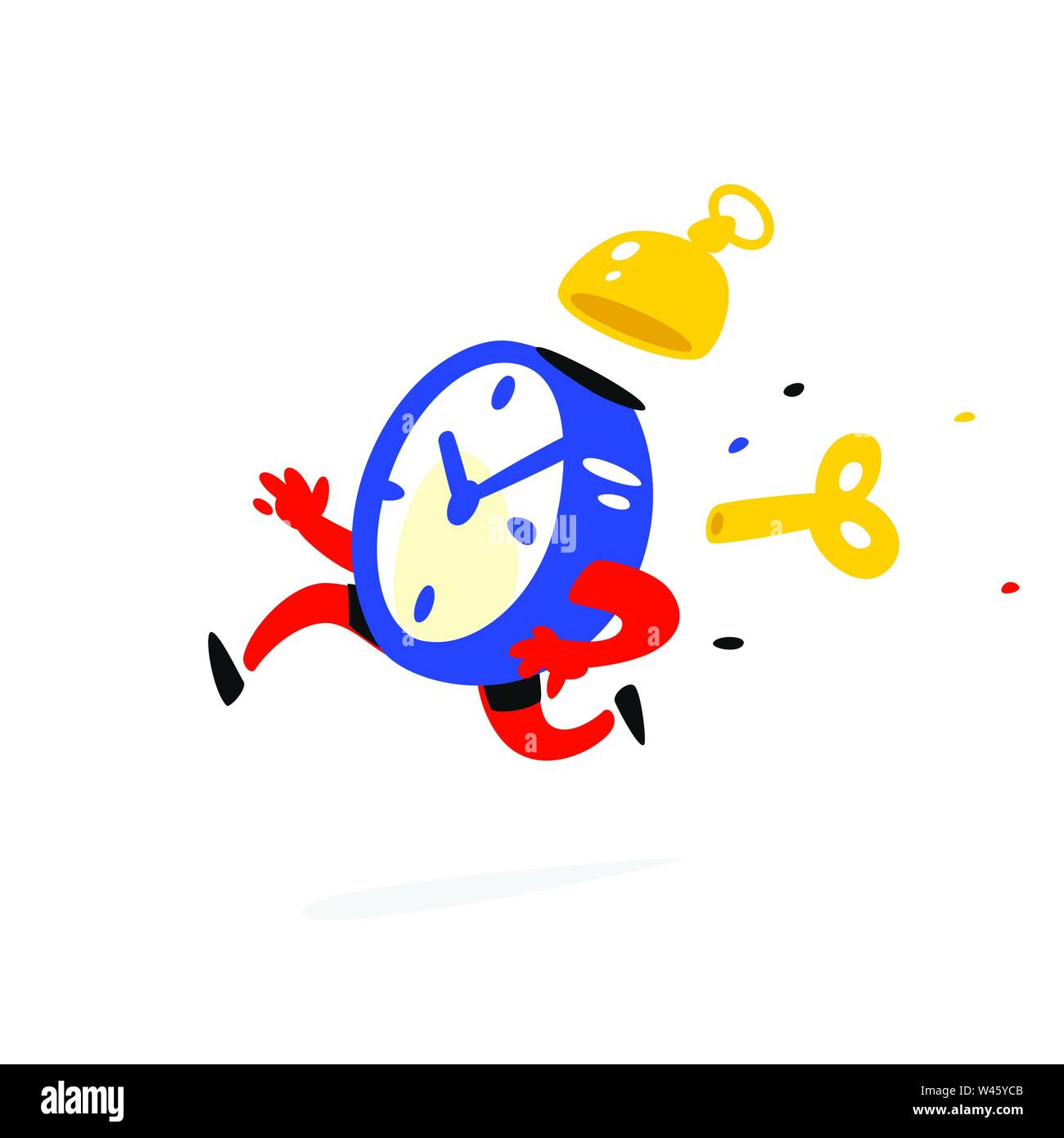 Cartoon character running alarm clock. Vector illustration. Time is up ... Cartoon character running alarm clock. Vector illustration. Time is up ...