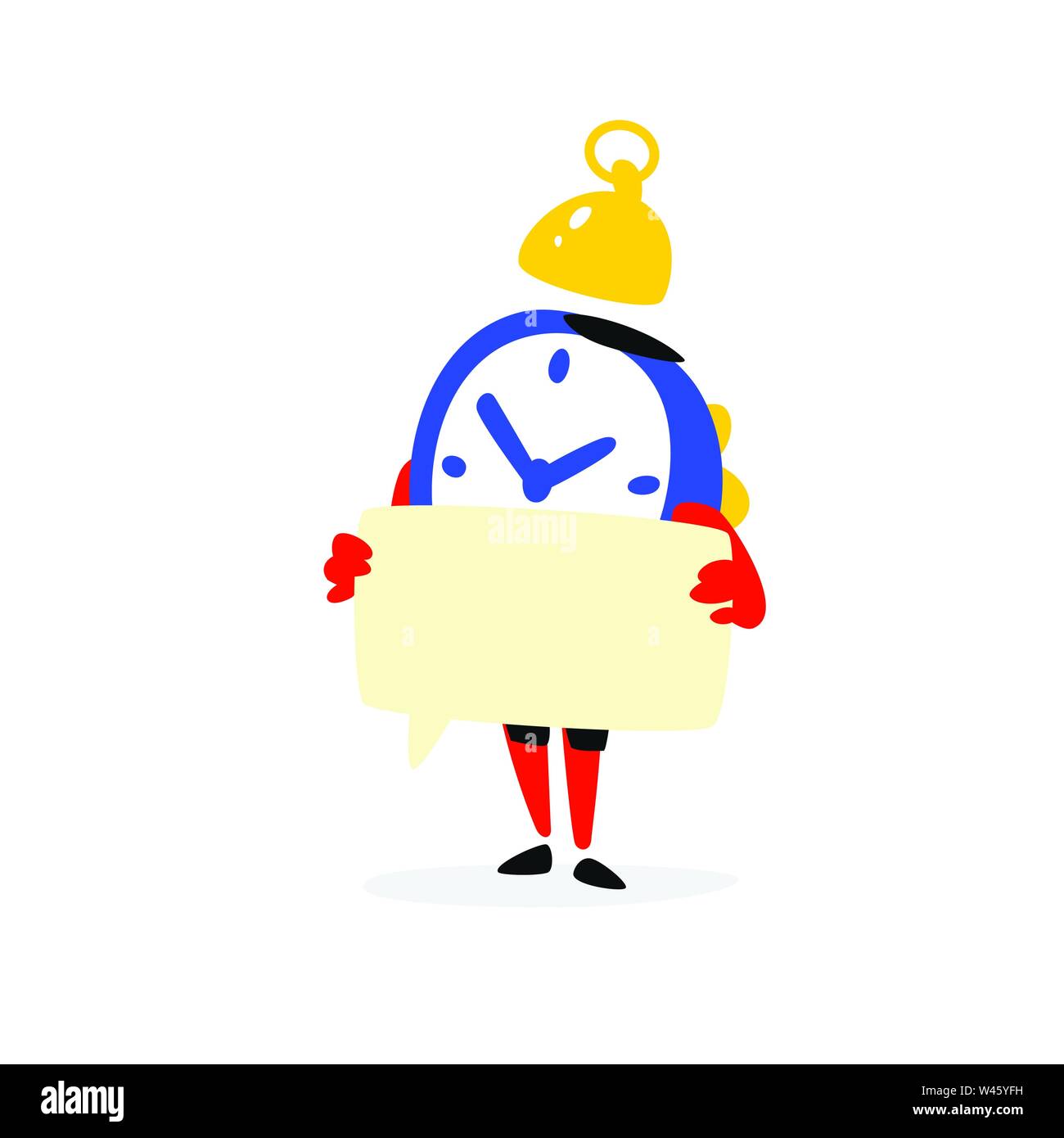 Cartoon character is an alarm clock. Vector. Time is running out. Clock ...