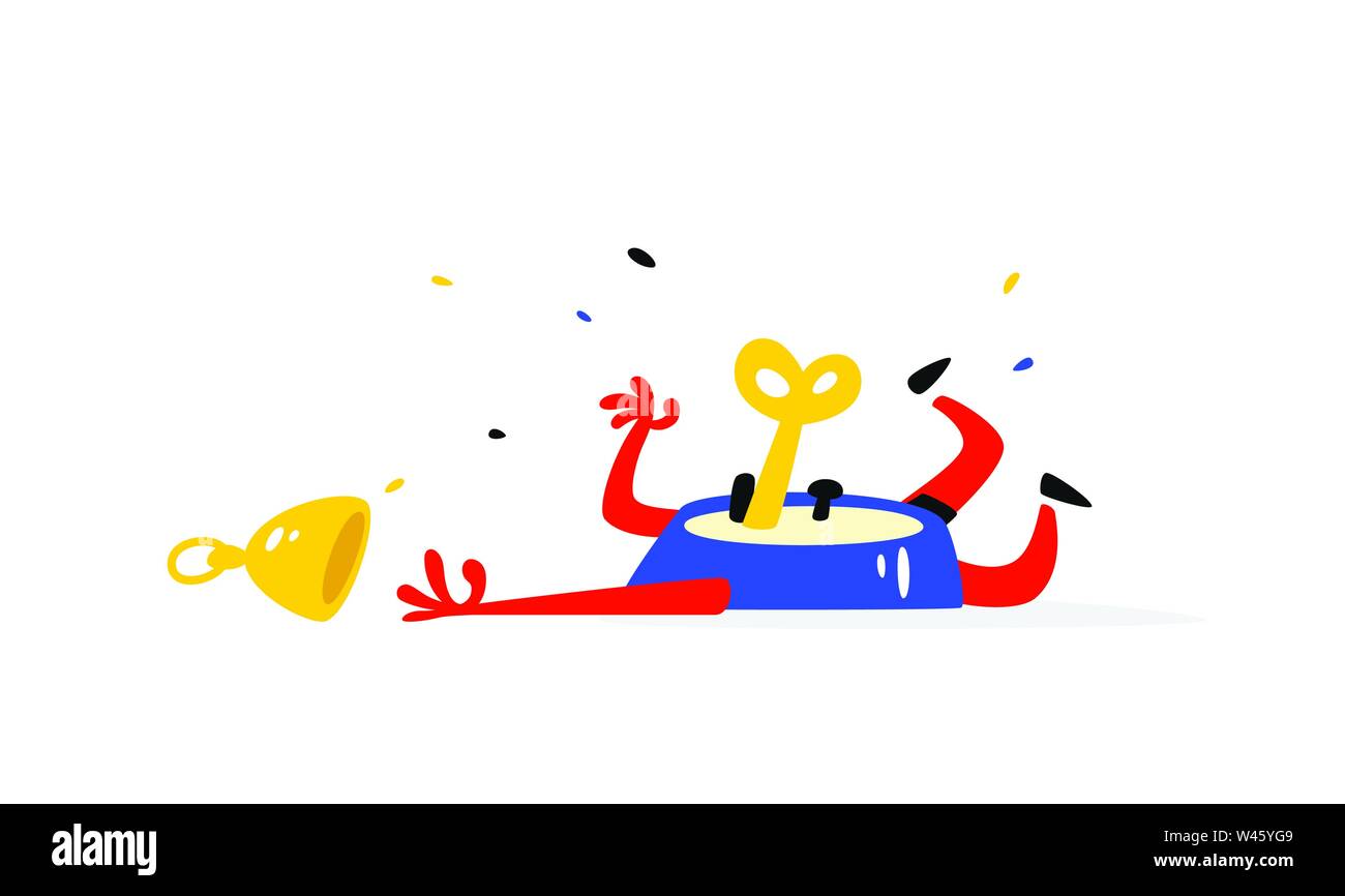 Cartoon character is an alarm clock. Vector. Time is over. The clock is ...