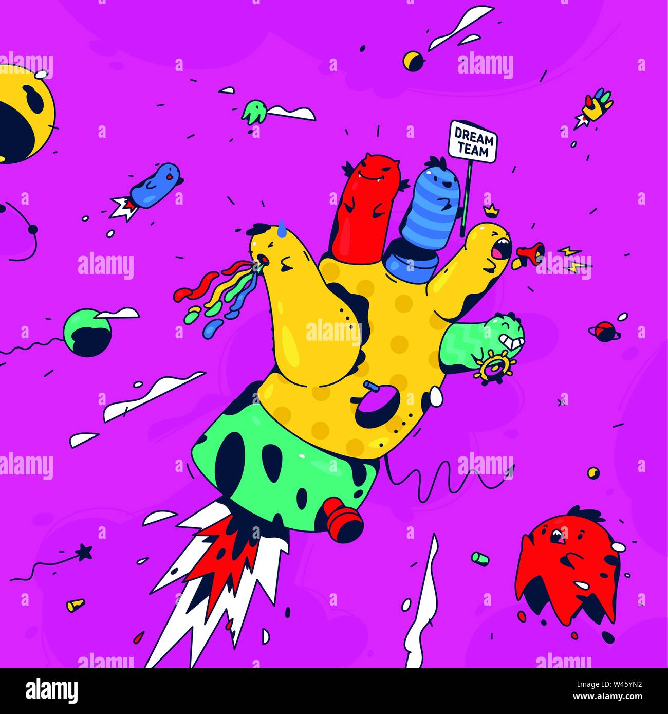 Abstract illustration of the hand. Vector. Surrealistic hand with ...