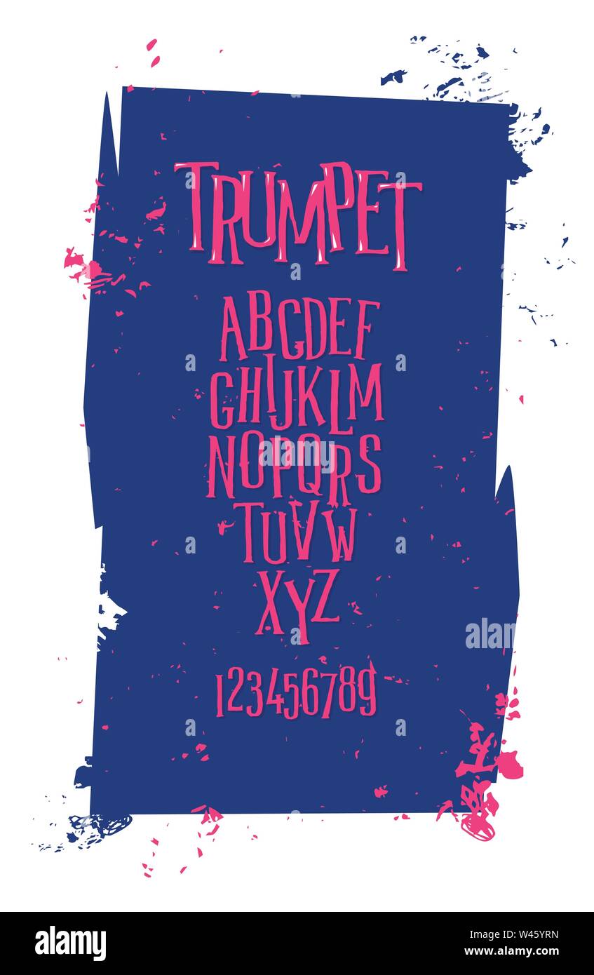 A set of grunge, dirty font. Vector. Capital letters. Uneven font ...