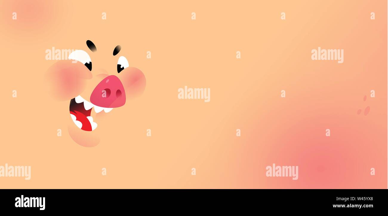 Cartoon face of a pig. Vector. Background for text and design. Emotion ...