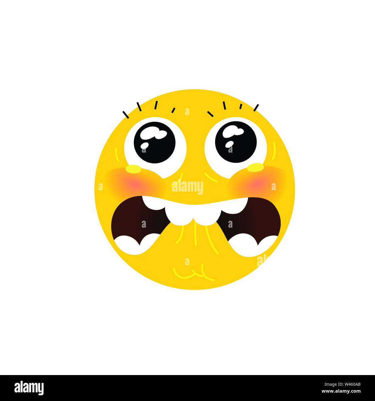 Yellow round head, face. Emotion of fear. Vector. Flat illustration of ...