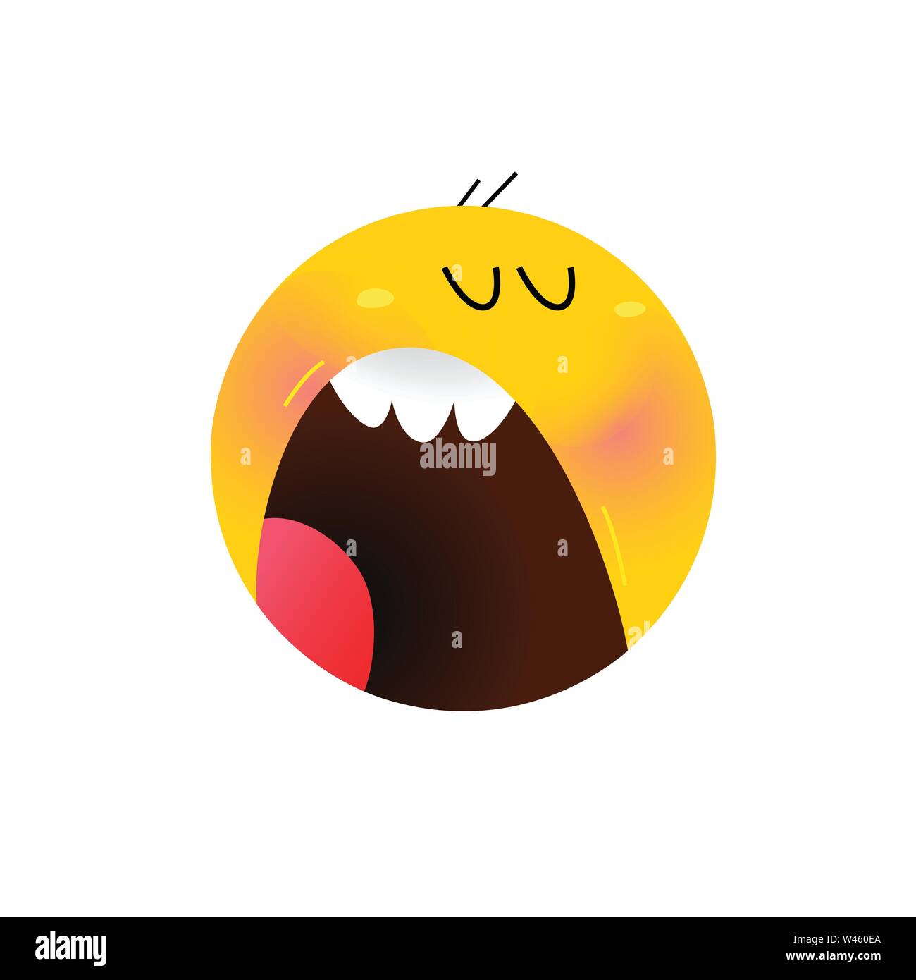 Yellow round head, face. Vector. Flat illustration of stylized human ...