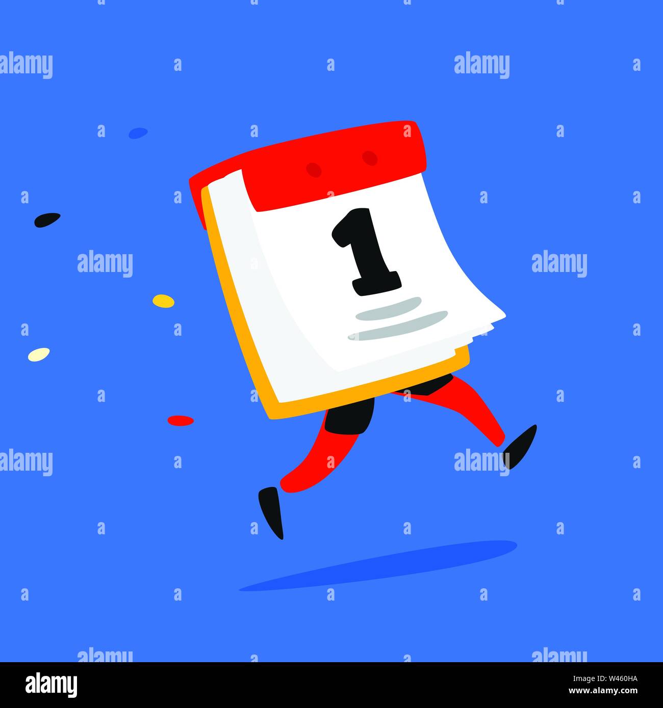 Icon running calendar. Vector. Logo. Funny illustration of a paper tear ...