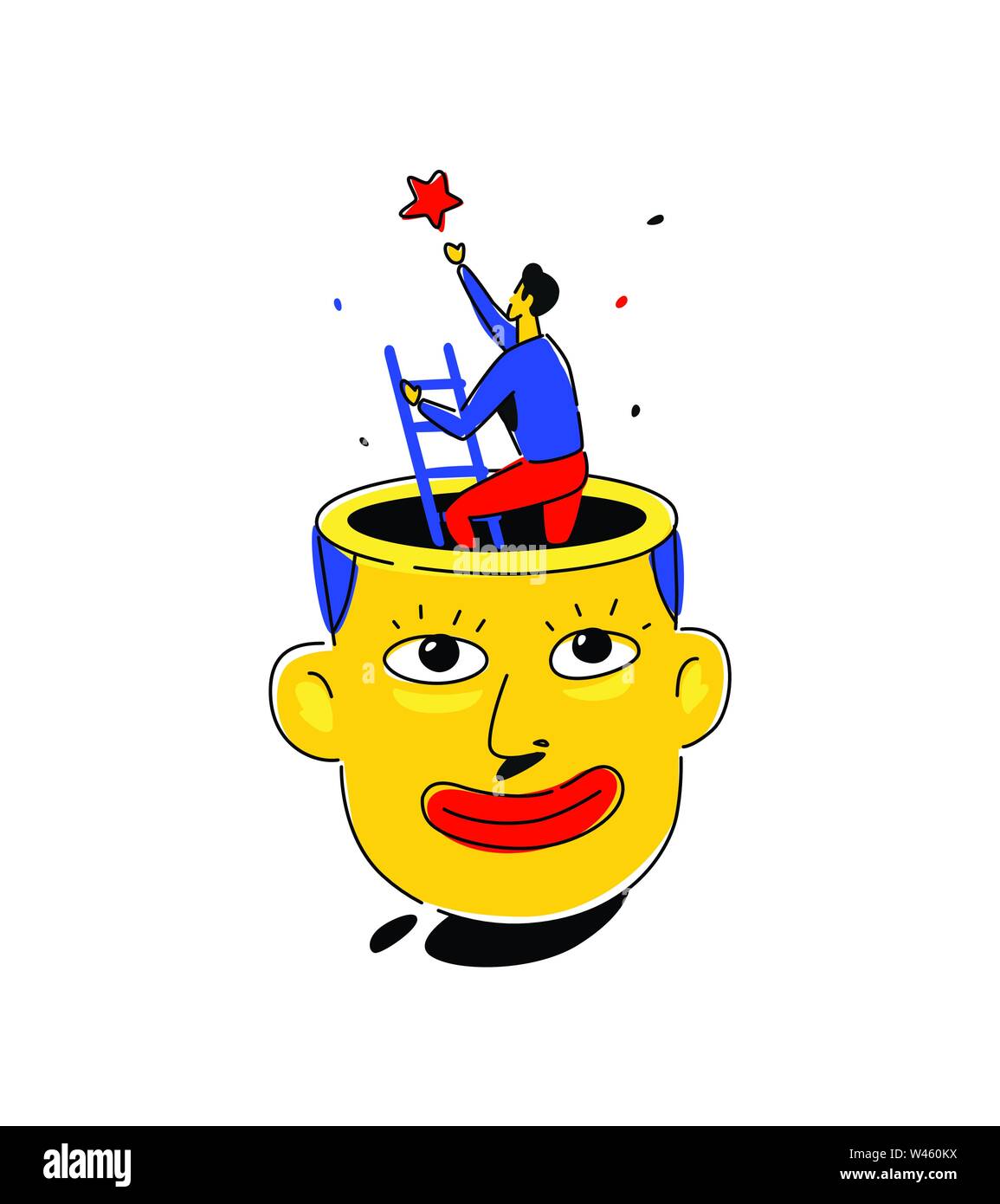 Illustration of a man's head. Vector. Friendly face with a dream ...