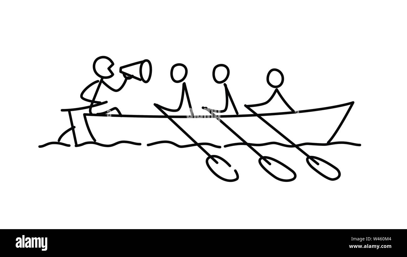 Illustration of a man leading a team. Vector. The captain chef commands ...