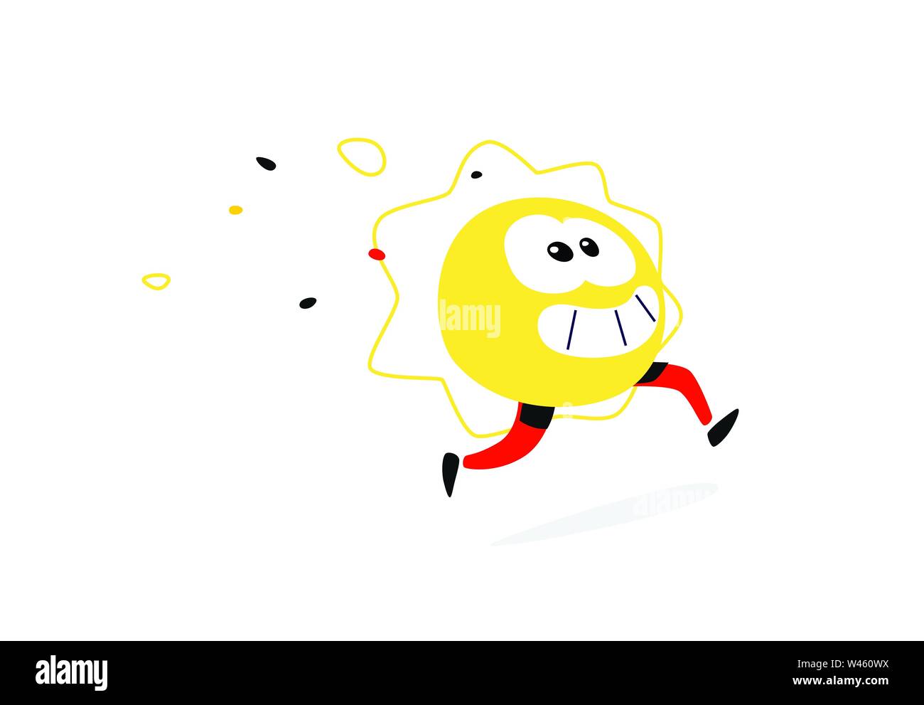 Illustration of a running sun. Vector. Round face with legs. Cartoon ...