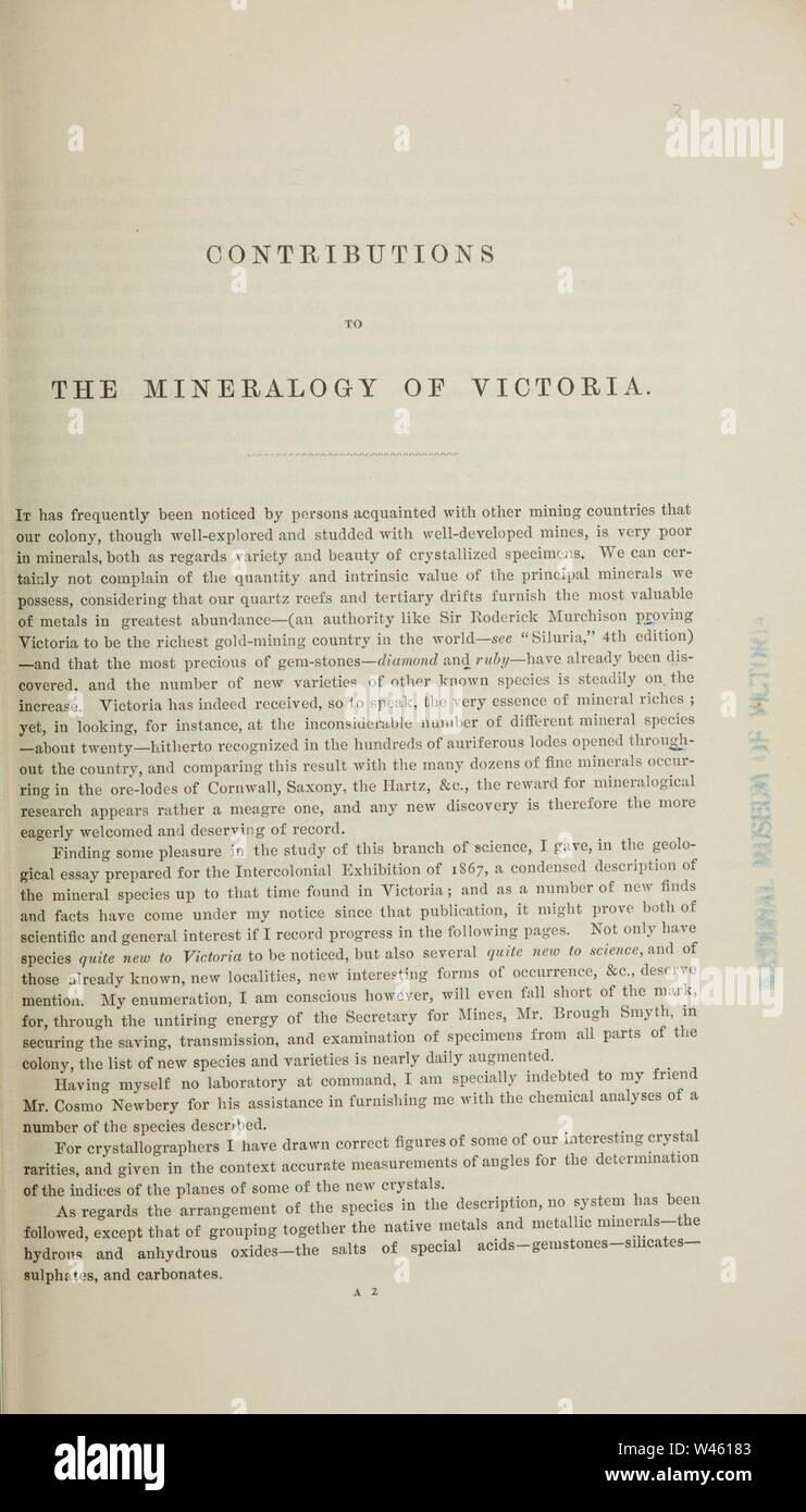 Contributions to the mineralogy of Victoria (Page 3 Stock Photo - Alamy