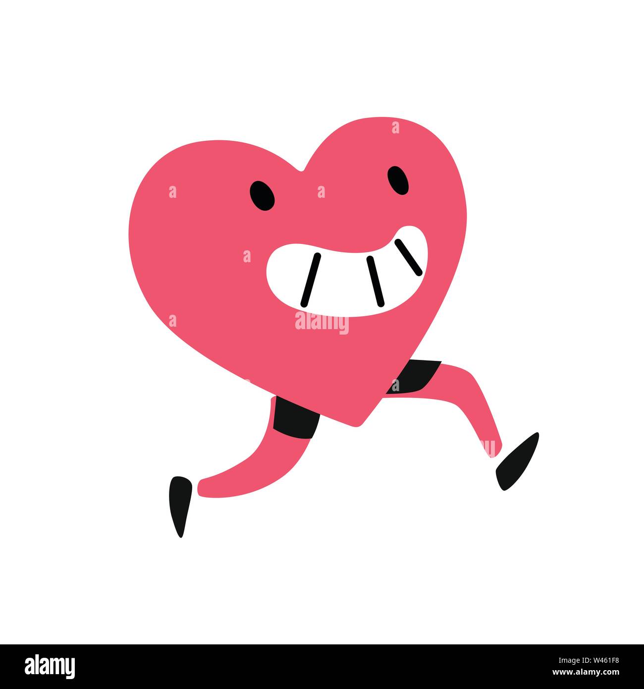 Character heart. Vector. Illustration of a running living heart. Flat ...