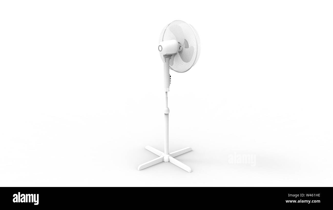 3d rendering of a white turning fan isolated in white studio background ...