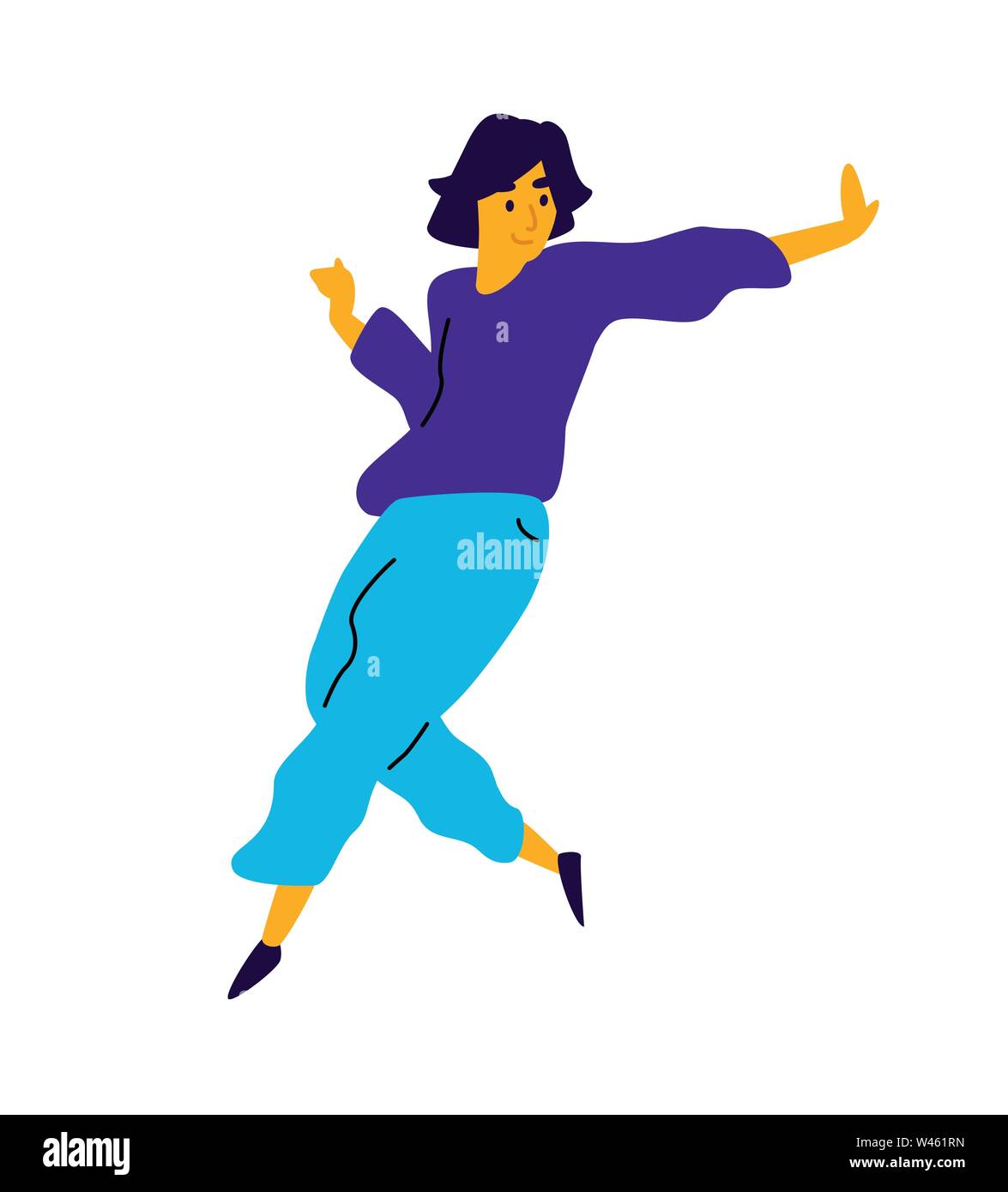 Cheerful dancing guy. Vector. Illustration of a dancing young man ...