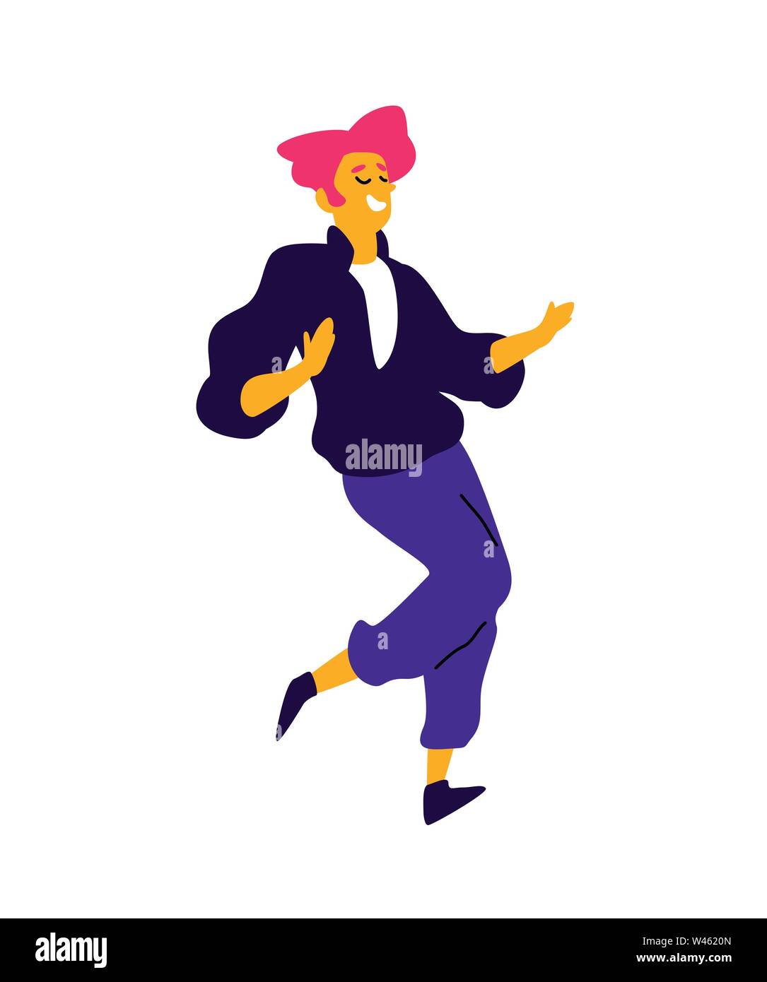 Cheerful red-haired guy in a black shirt. Vector. Illustration of a ...