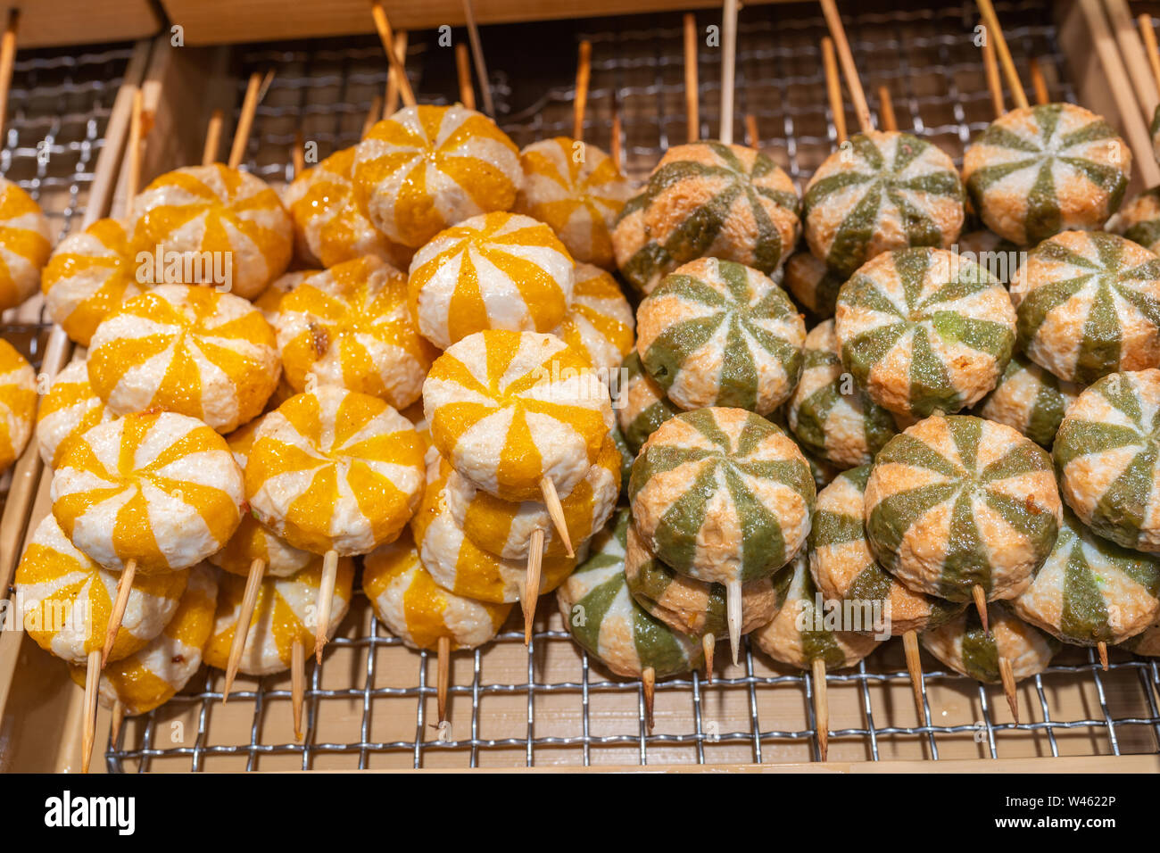 Japanese tempura recipe colorful fried fish ball on rack Stock Photo ...