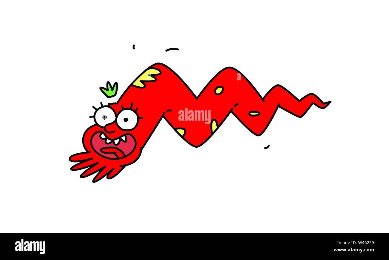 The letter M in the form of a character little worm. Vector. Flat ...