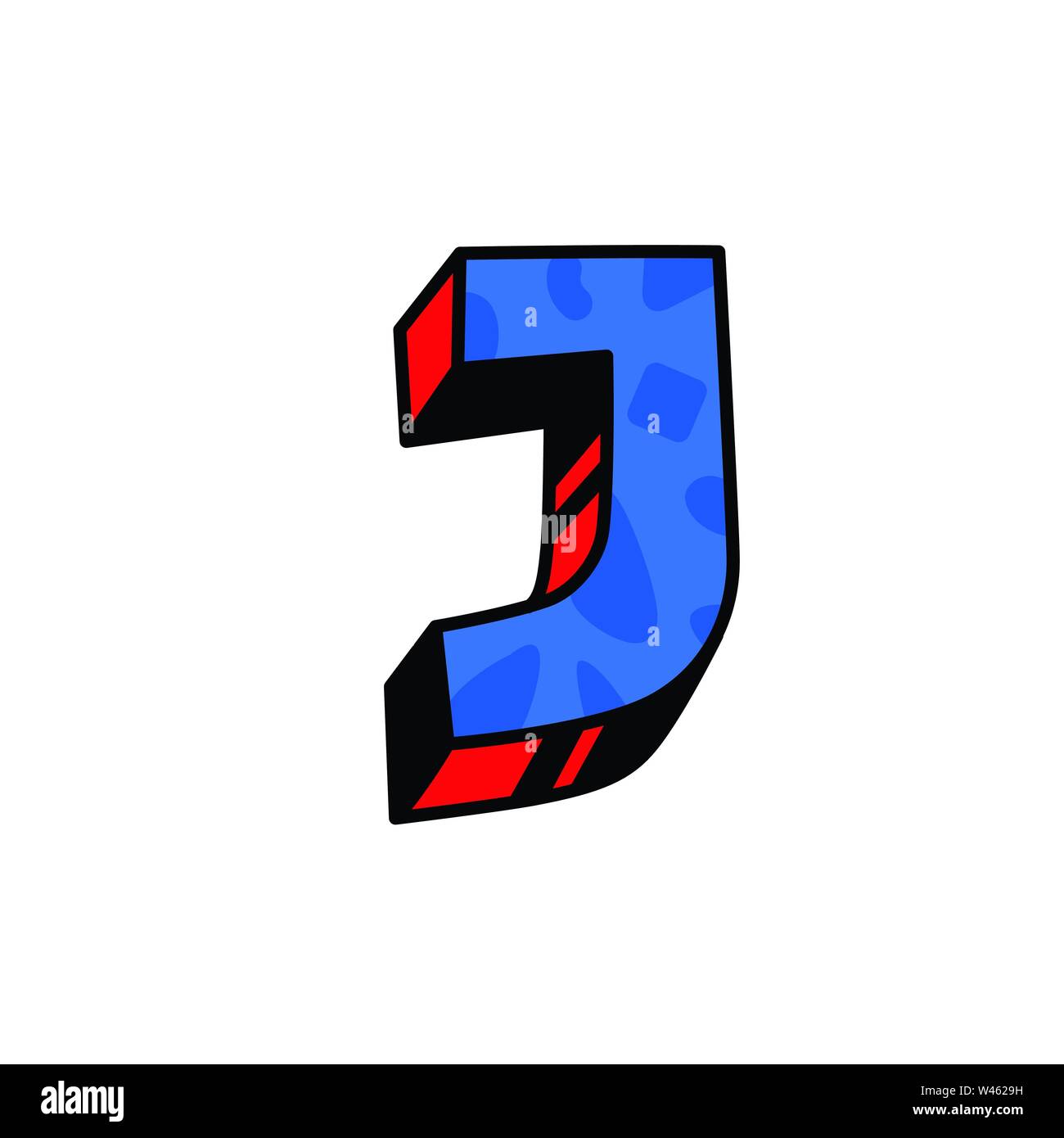 Logo, letter J. Vector. Linear, outline icon. Volumetric mark, 3D ...