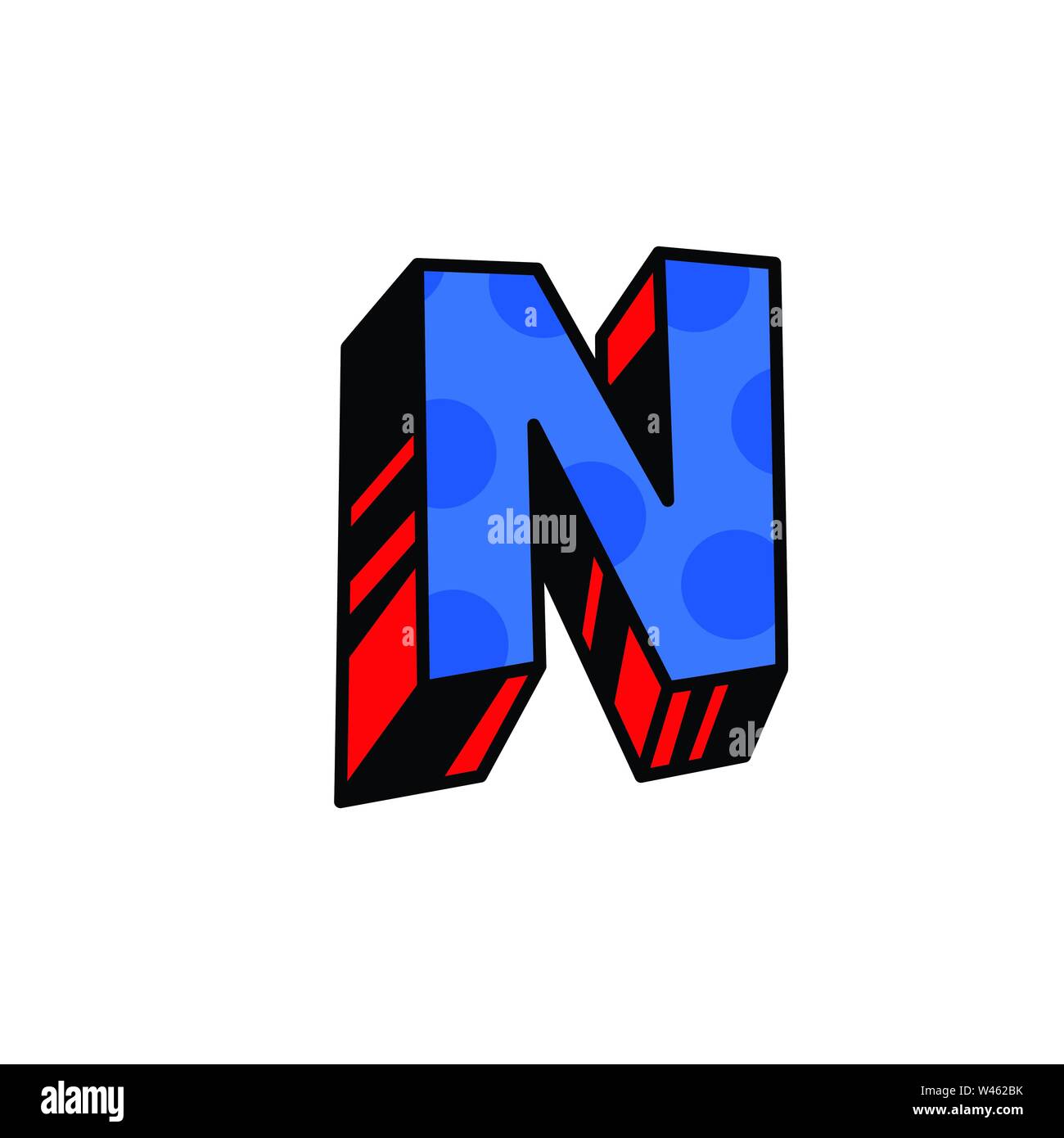 Logo, letter N. Vector. Linear, outline icon. Volumetric mark, 3D ...