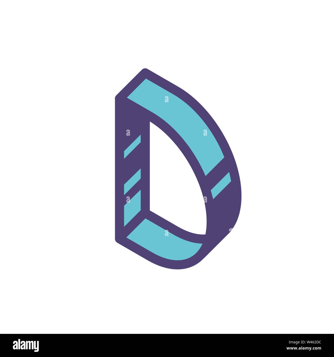 Logo, sign of the letter D. Vector. Linear, outline icon. Isometry, 3D ...