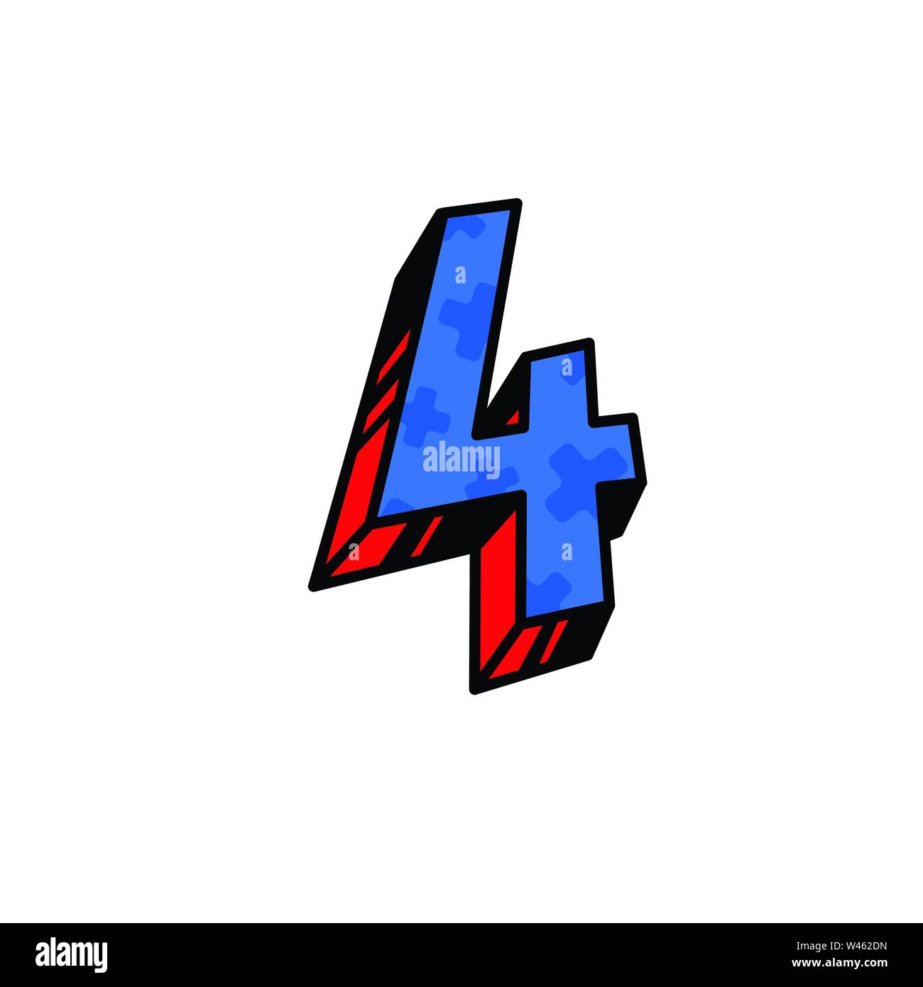 Figure 4 in cartoon style. Vector. Dark blue linear, contour figures ...