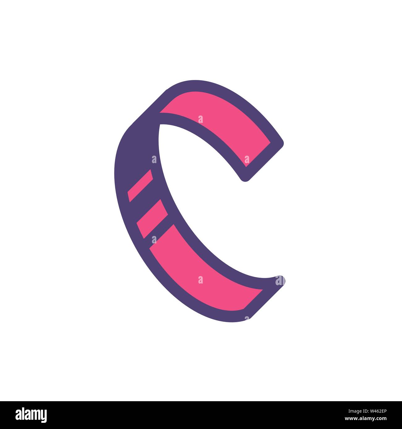 Logo, sign of the letter C. Vector. Linear, outline icon. Isometry, 3D ...