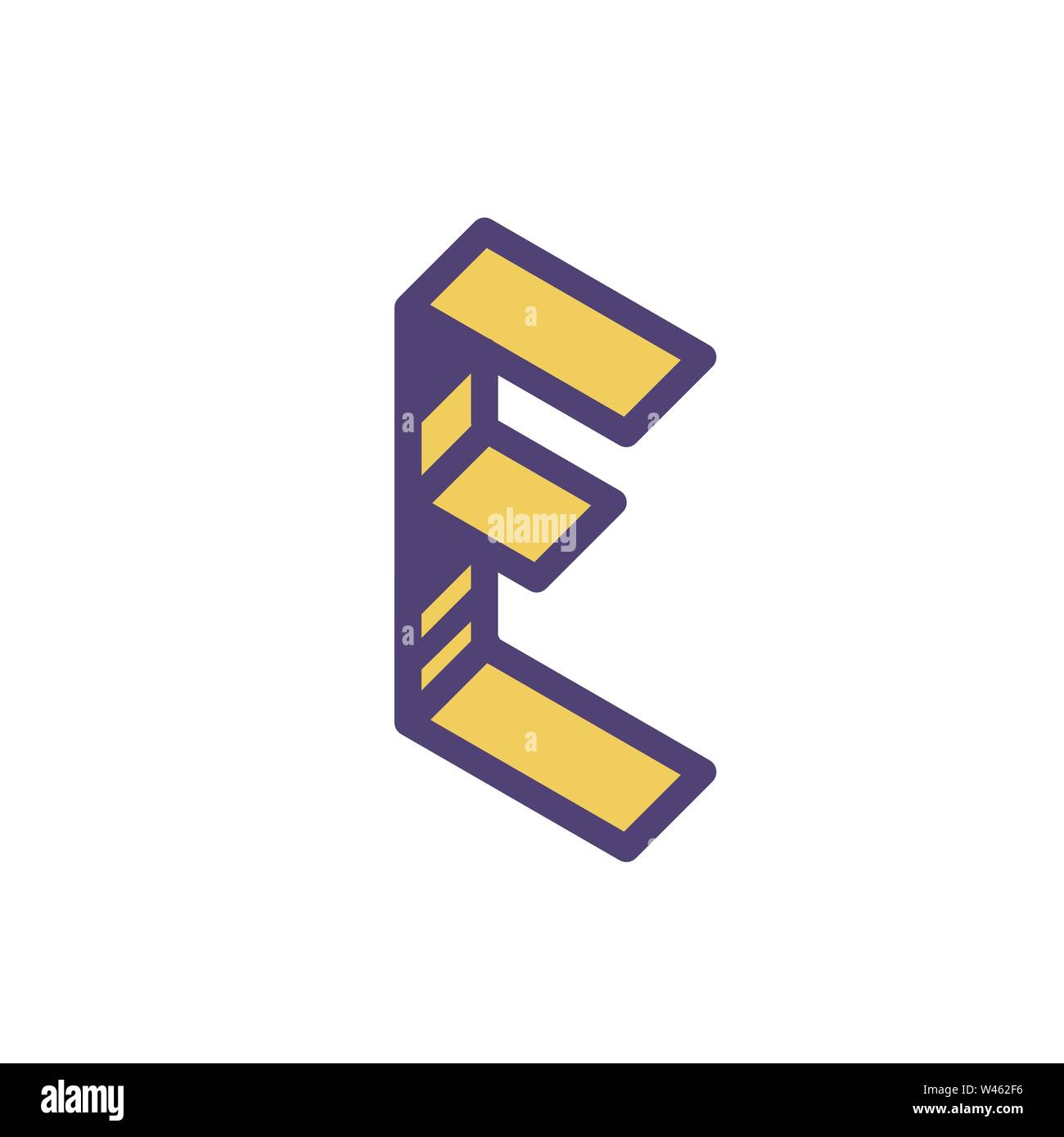 Logo, sign of the letter E. Vector. Linear, outline icon. Isometry, 3D ...