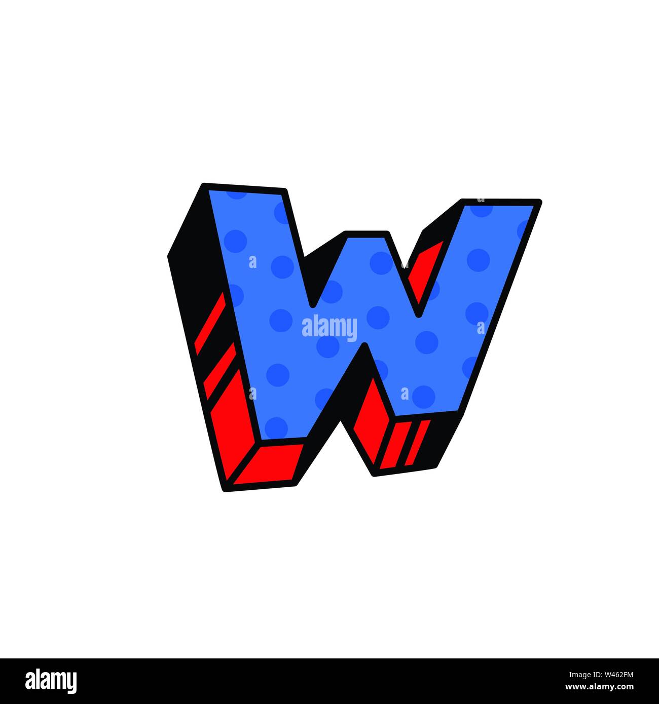 Logo, letter W. Vector. Linear, outline icon. Volumetric mark, 3D ...