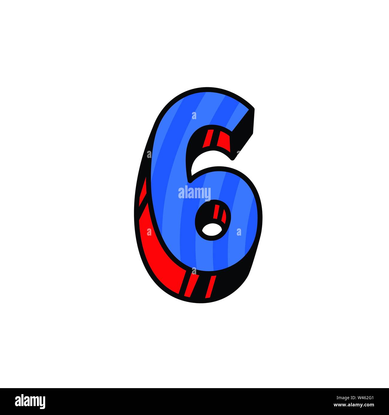 Figure 6 in cartoon style. Vector. Dark blue linear, contour figures ...