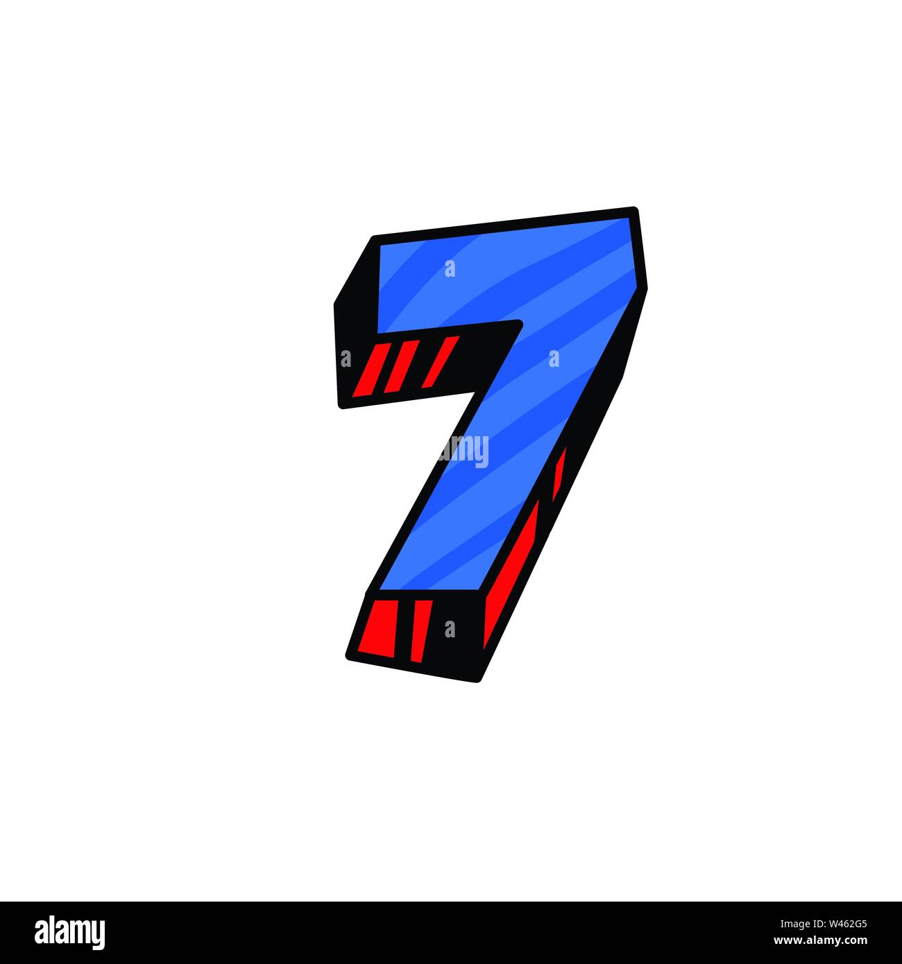 Figure 7 in cartoon style. Vector. Dark blue linear, contour figures ...