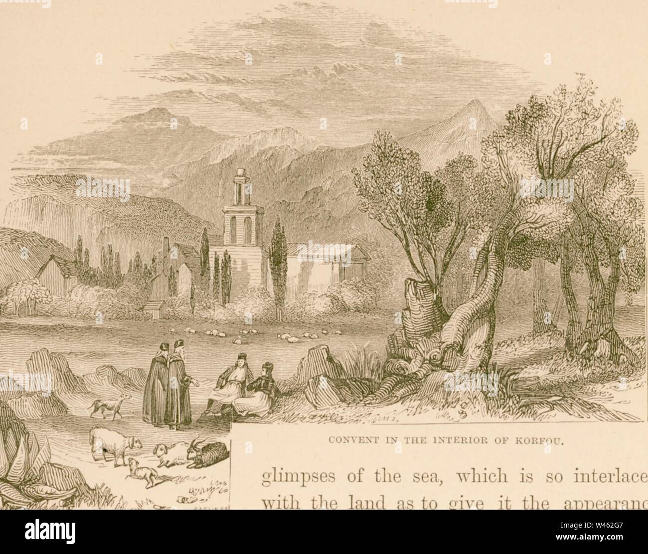 Convent in the Interior of Corfu - from a sketch by Purser - Wordsworth ...