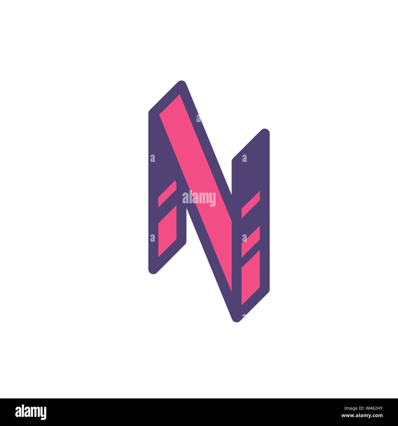 Logo, sign of the letter N. Vector. Linear, outline icon. Isometry, 3D ...