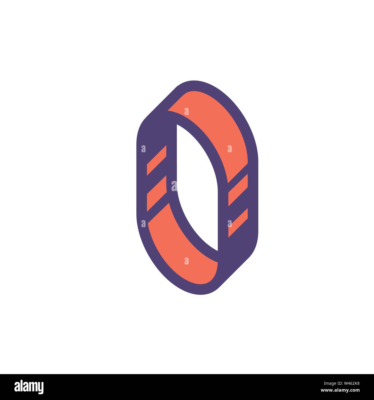 Logo, sign number 0. Vector. Linear, outline icon. Isometry, 3D. Color ...