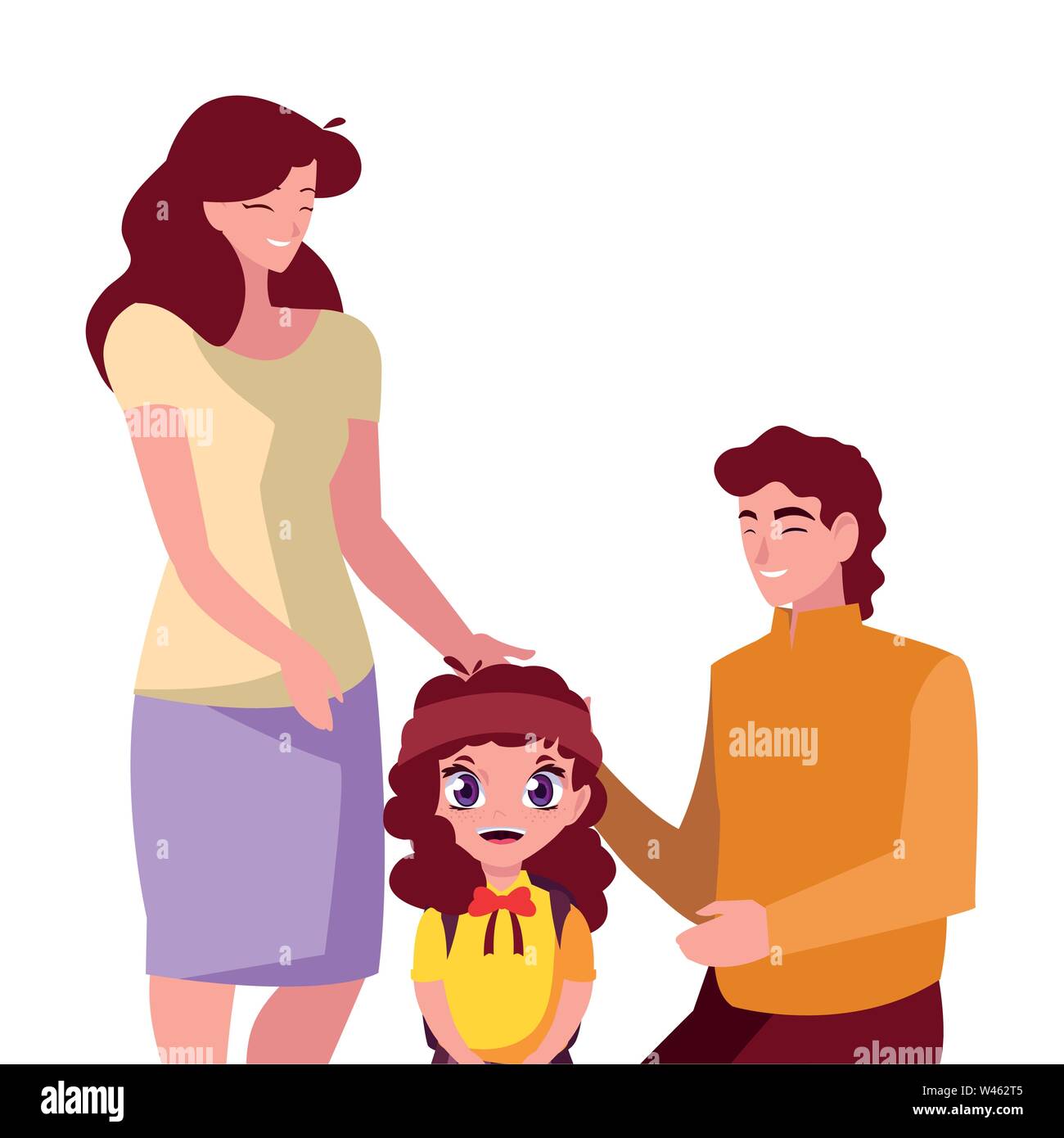 parents with school girl student vector illustration Stock Vector Image ...