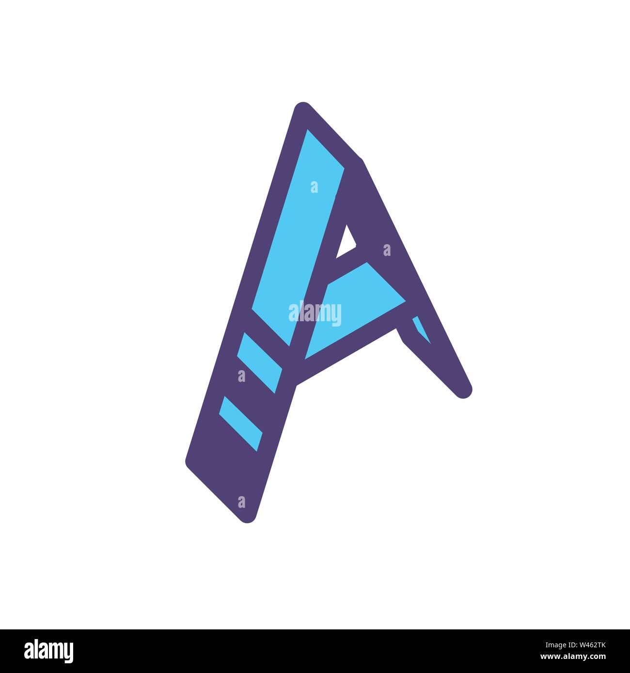 Bright letter A. Vector. Linear, contour letter. Isometry, 3D. Colored ...