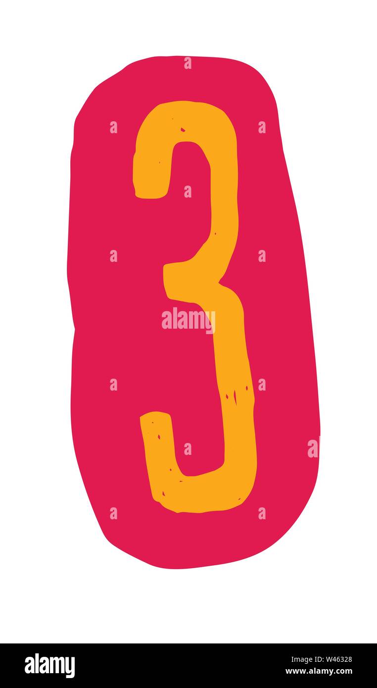 Figure Three in a cartoon style. Vector. Image on white background ...
