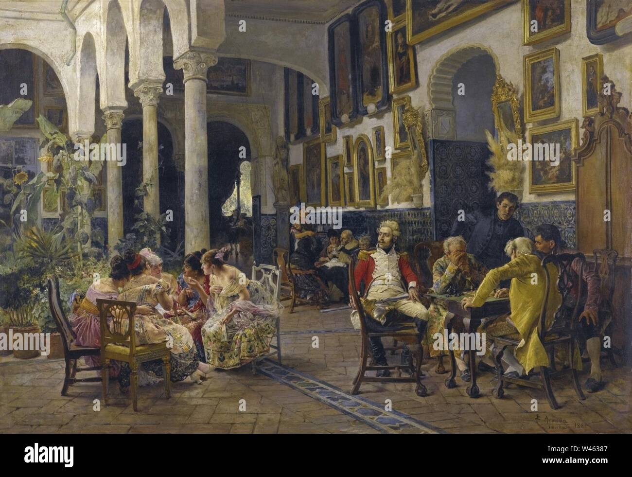 Conversation in a Sevillan Courtyard José Jiménez Aranda Stock Photo ...